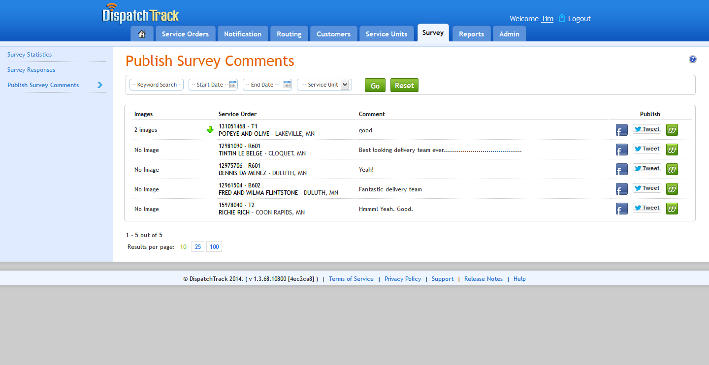 Publish Survey Comments